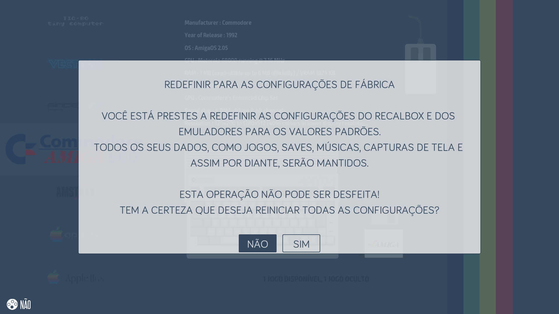 Redefinir para a configuração de fábrica | Recalbox Wiki